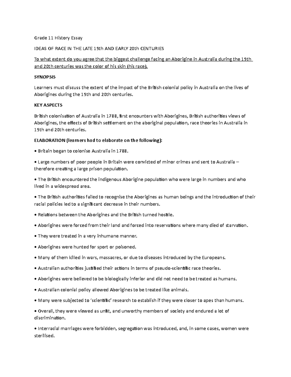 Ideas OF RACE IN THE LATE 19th AND Early 20th Centuries grade 11 ...