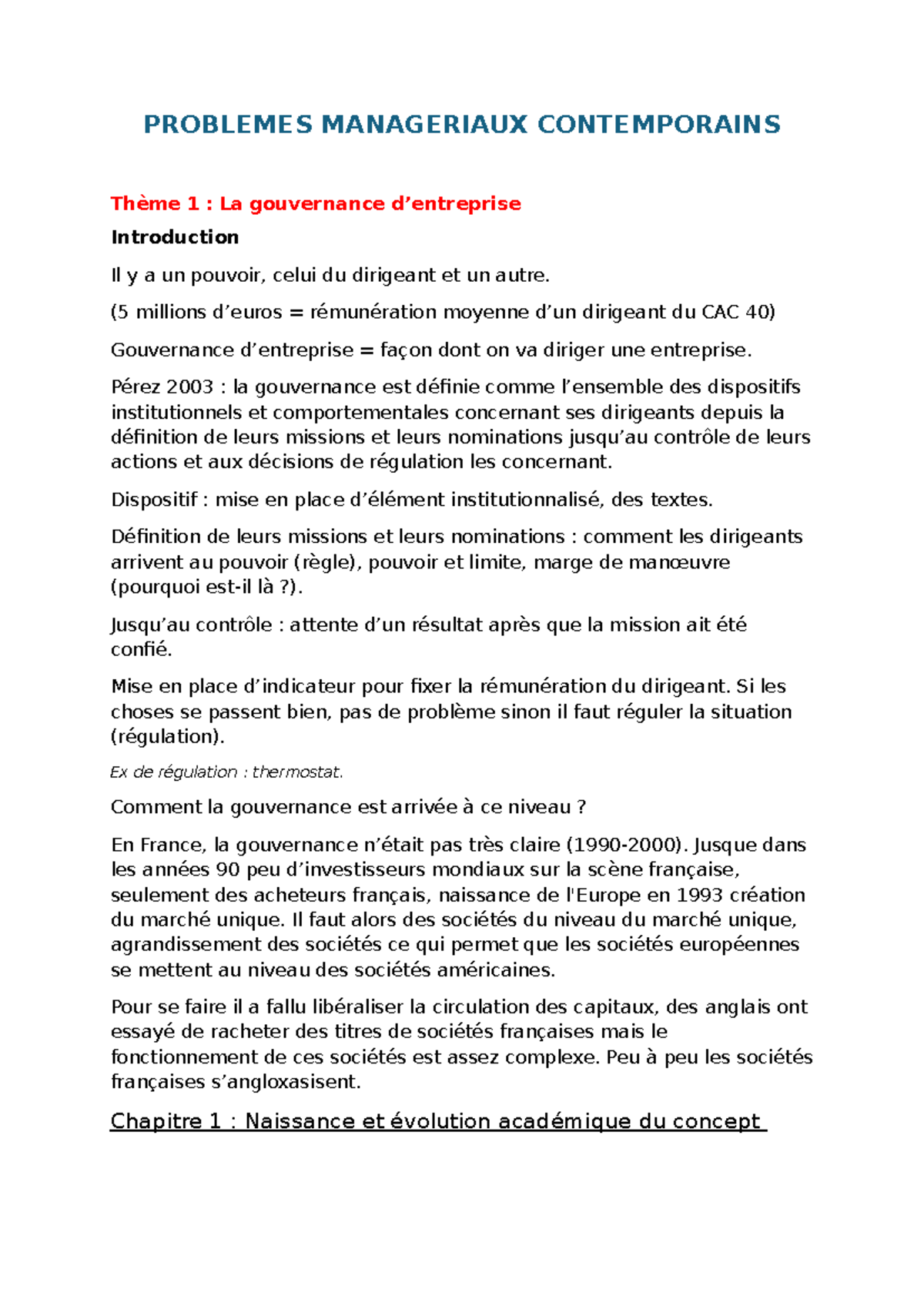 PMC - Cours sur la Gouvernance et le Changement Organisationnel - Studocu