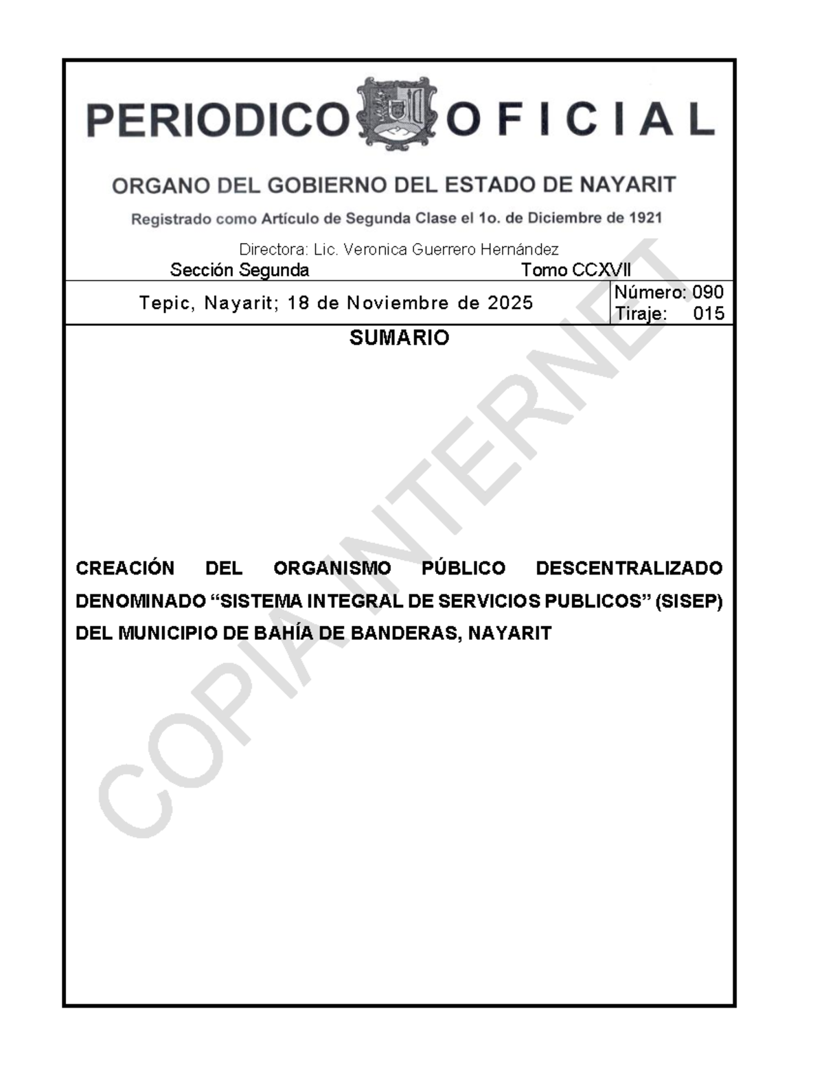 Acuerdo de Creación del Organismo Público Descentralizado SISEP 2025 ...