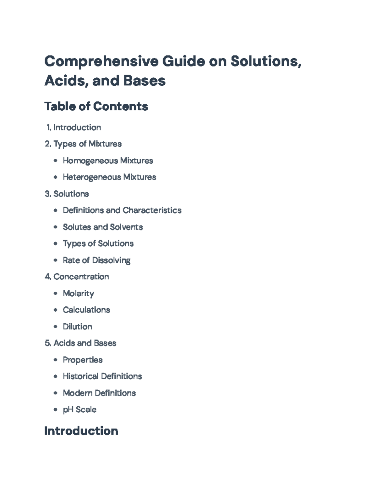 Comprehensive Guide to Solutions, Acids & Bases (CHEM 101) - Studocu