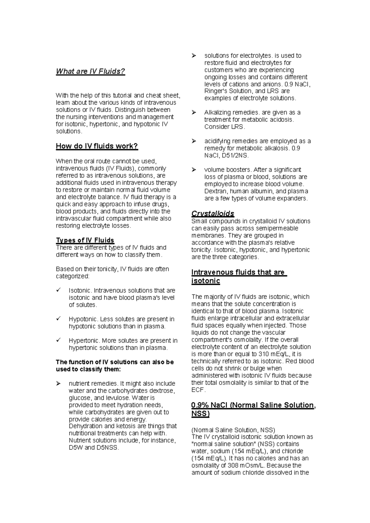 IV Fluids - PHARMACOLOGY - What are IV Fluids? With the help of this ...