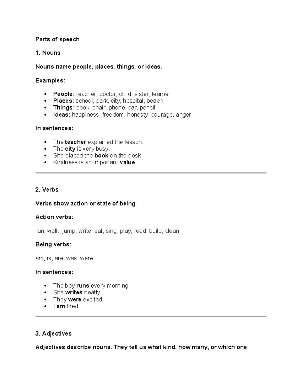 Parts of Speech Overview: Nouns, Verbs, Adjectives, Adverbs - Studocu