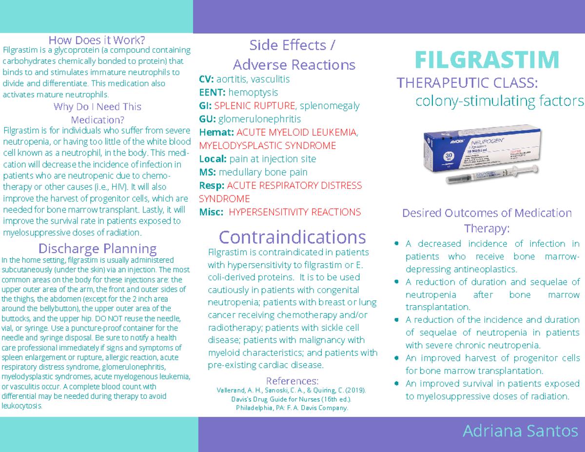 Filgrastim - Medication information assignment - FILGRASTIM THERAPEUTIC ...
