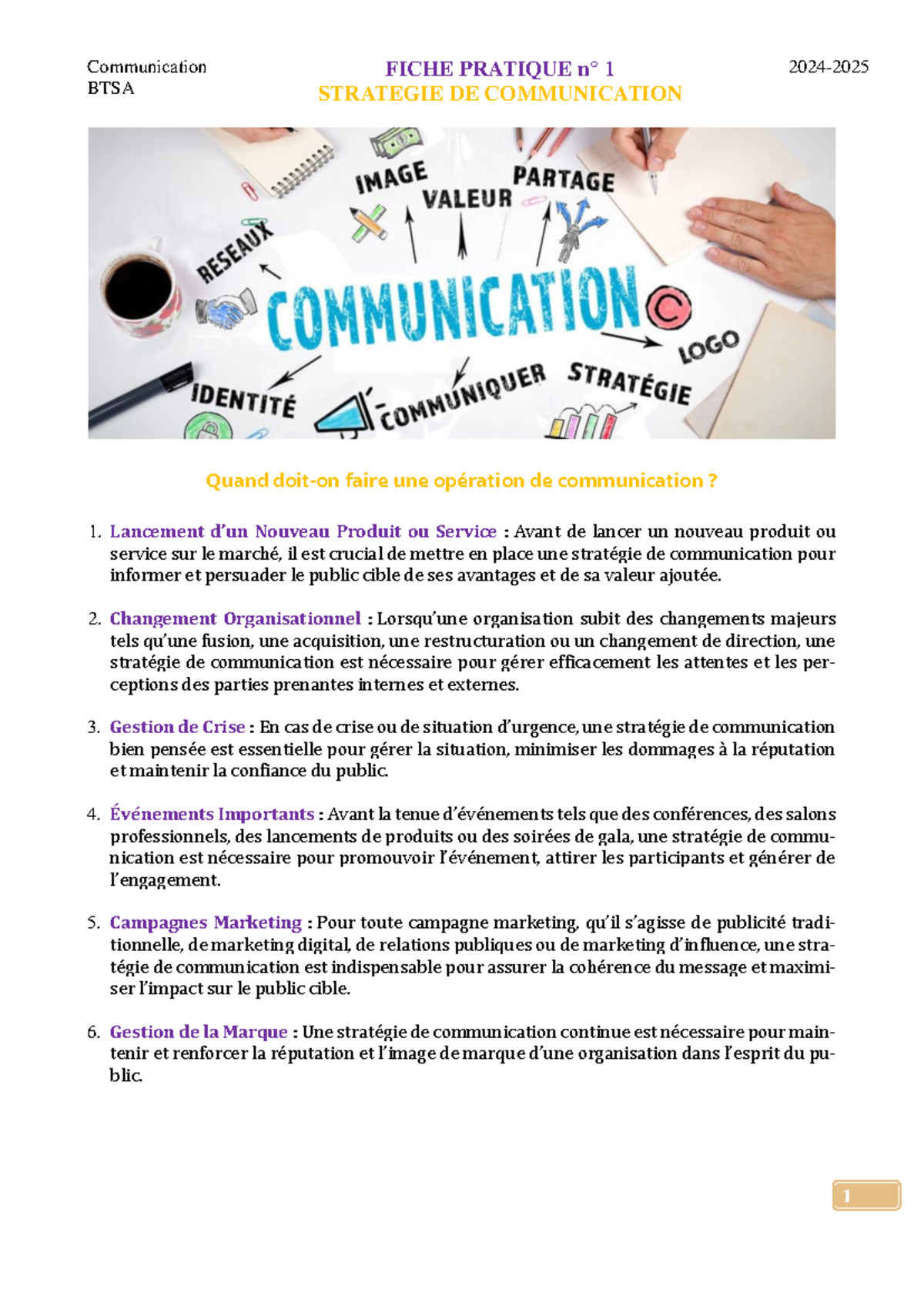 COMM 01 - Fiche Pratique : Stratégie de Communication Efficace - Studocu