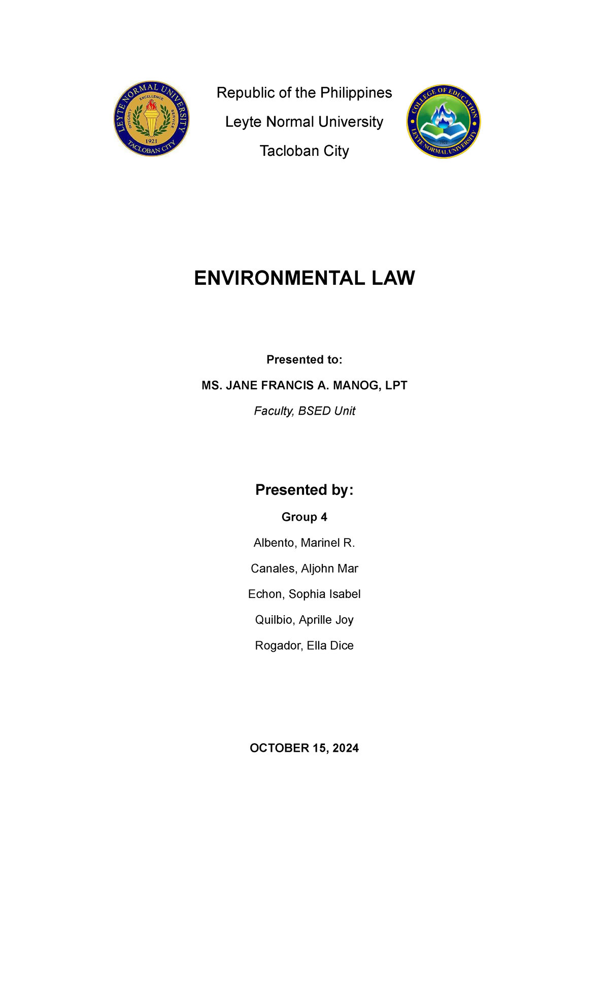 Philippine Environmental Law Overview and Key Regulations - Studocu