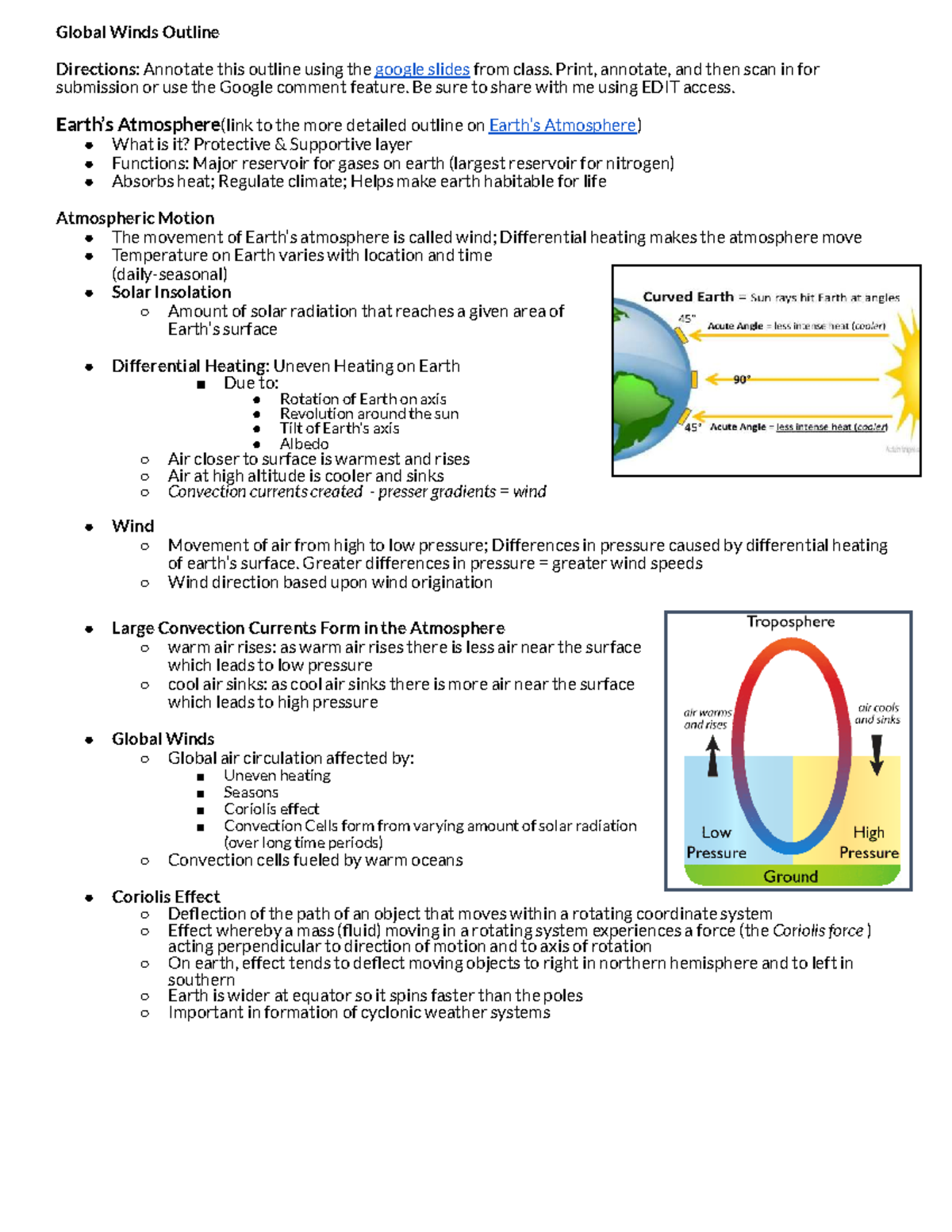 Global Winds Outline - Key Concepts and Annotations - Studocu