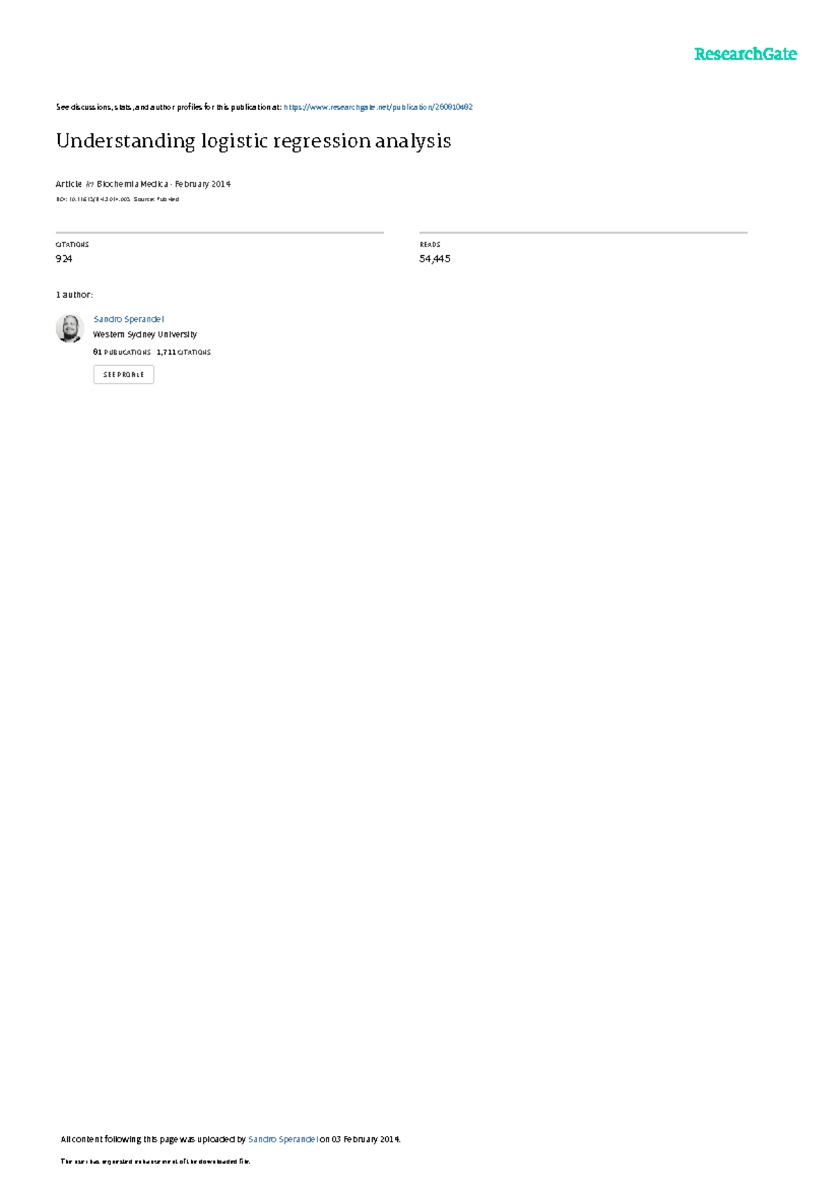 Understanding Logistic Regression Analysis: Lessons in Biostatistics (BIO 101) - Studocu