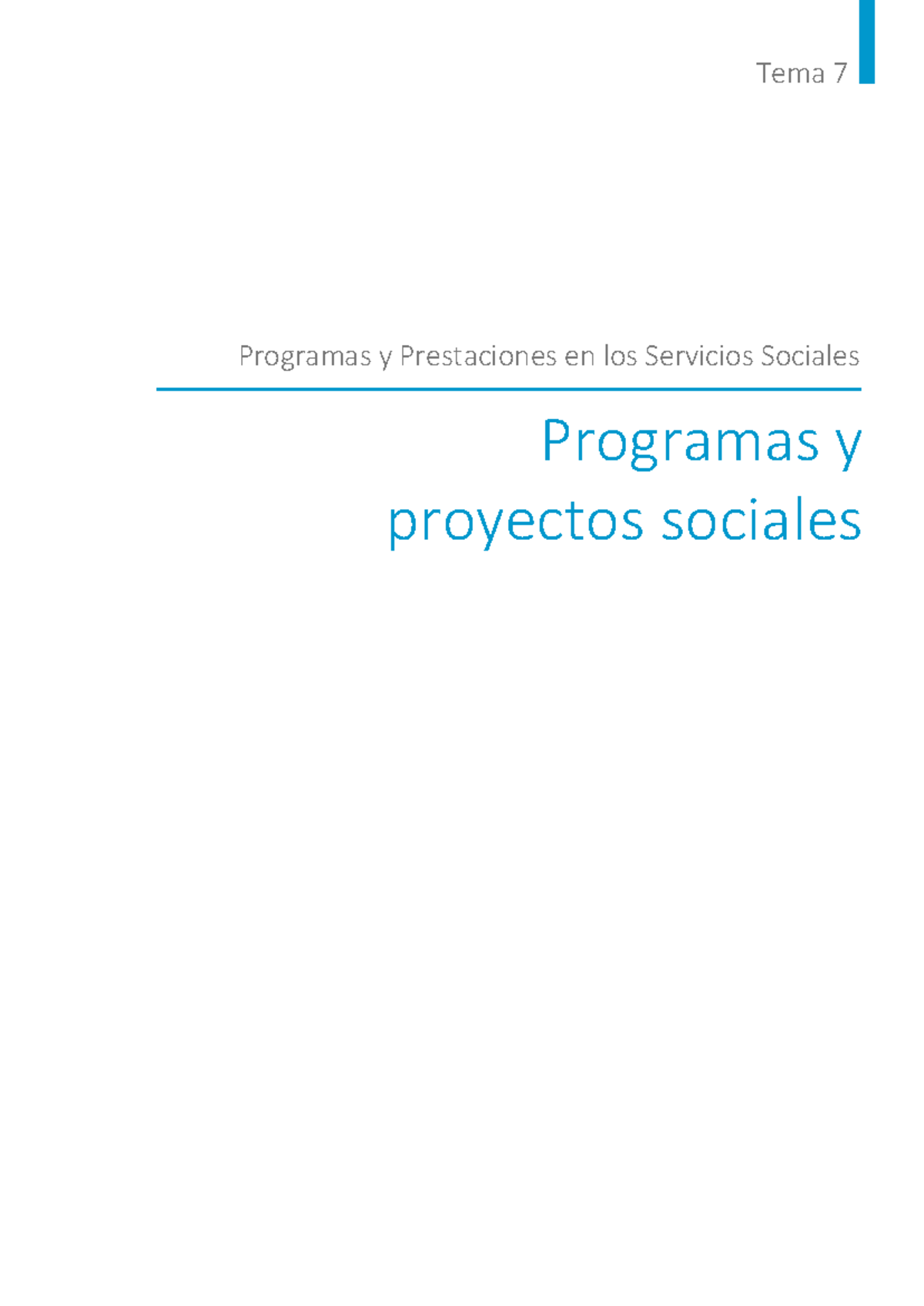 Tema 7 - Programas y Proyectos Sociales en Servicios Sociales (UNIR ...