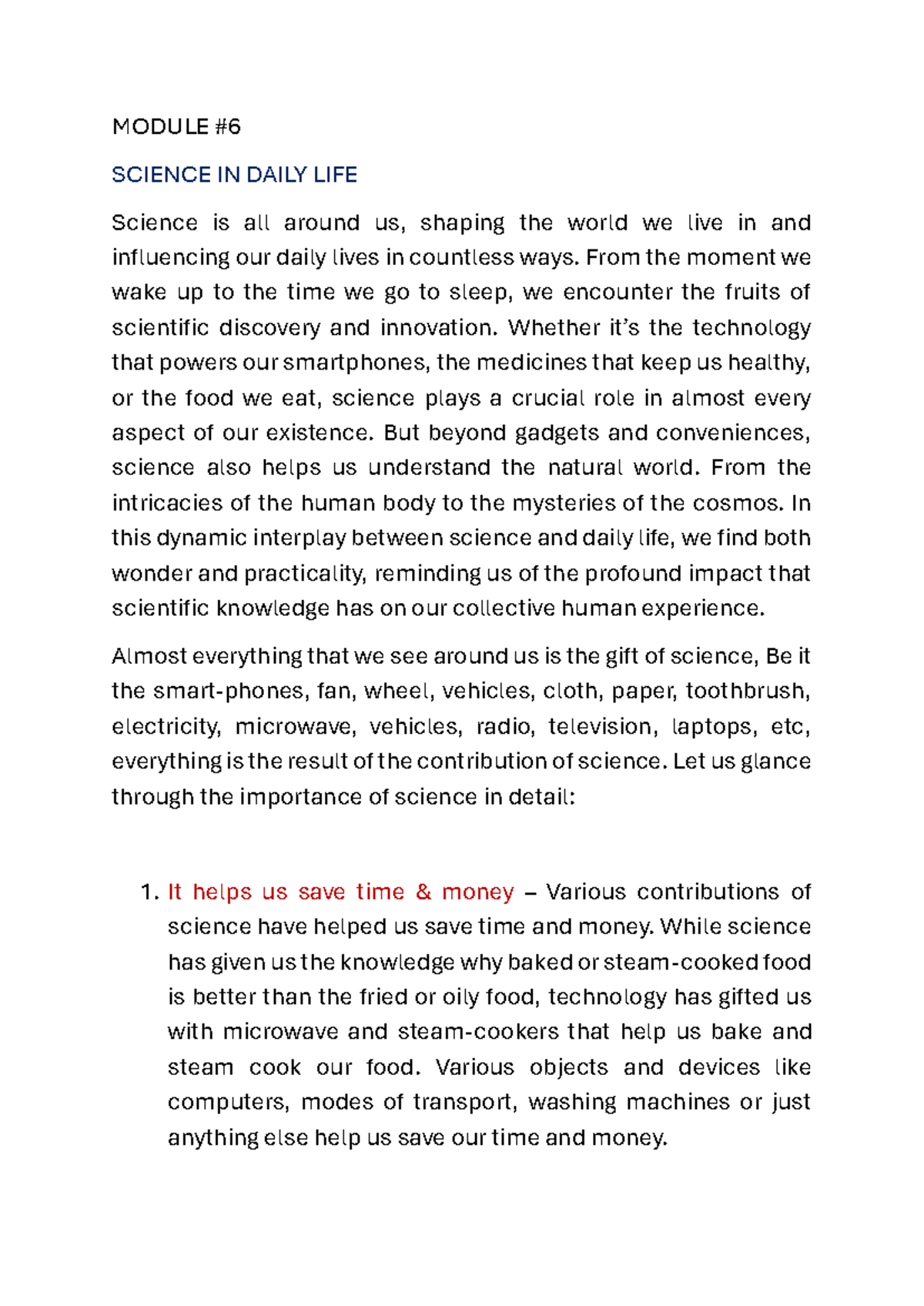 STS-6-13: Science in Daily Life - A Comprehensive Overview - Studocu