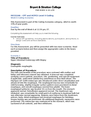 MCCG146 - Week 7 LCD NCD Assignment - MCCG146 – CPT and HCPCS Level II Coding Week 7 LCD/ NCD ...