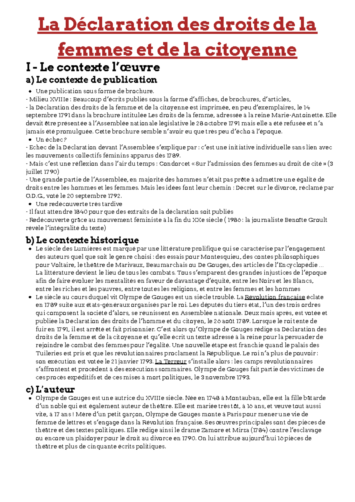 La DDFC: Contexte et Impact de la Déclaration des droits de la femme ...