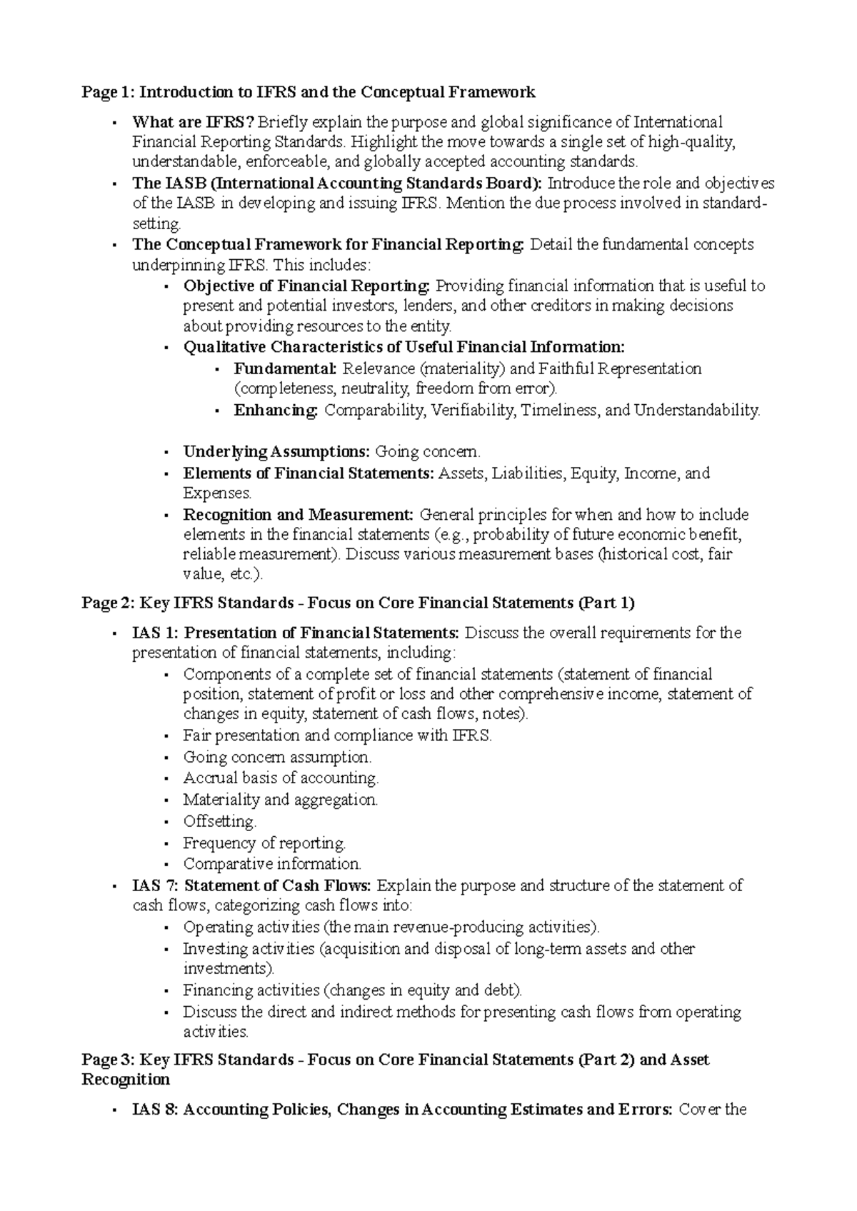 IFR 3701: Comprehensive Guide to IFRS and Key Financial Standards - Studocu
