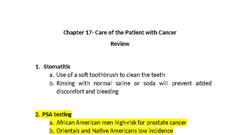 Chapter 17 Cancer Care Review: Key Concepts and Nursing Interventions ...