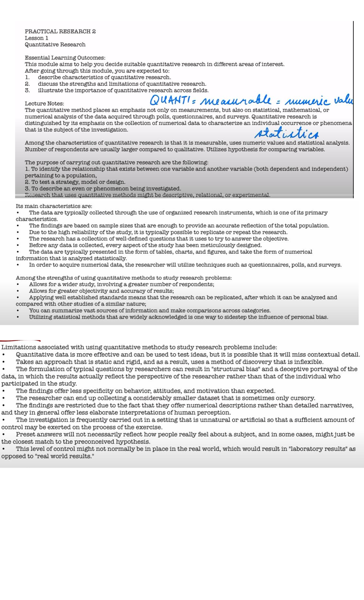 PRACTICAL RESEARCH 2: Lecture Notes on Quantitative Research Essentials ...