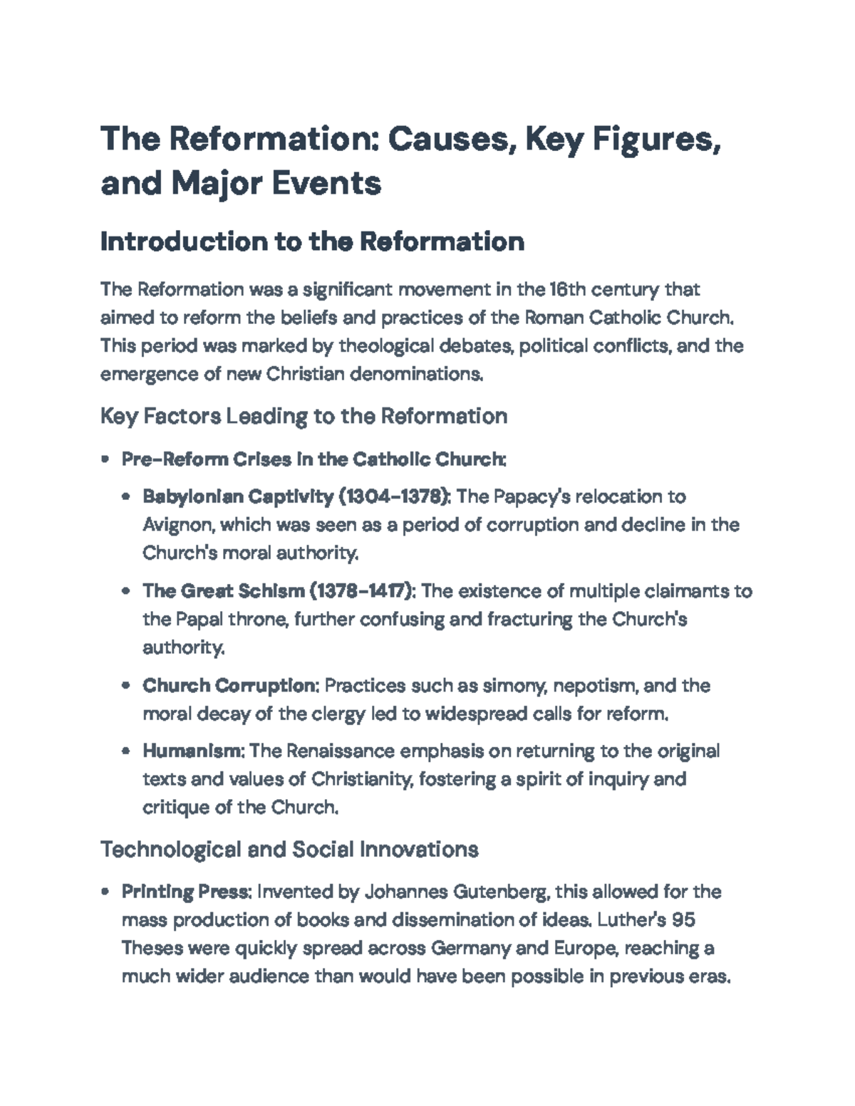 The Reformation: Key Causes, Figures, and Events - History Notes - The ...