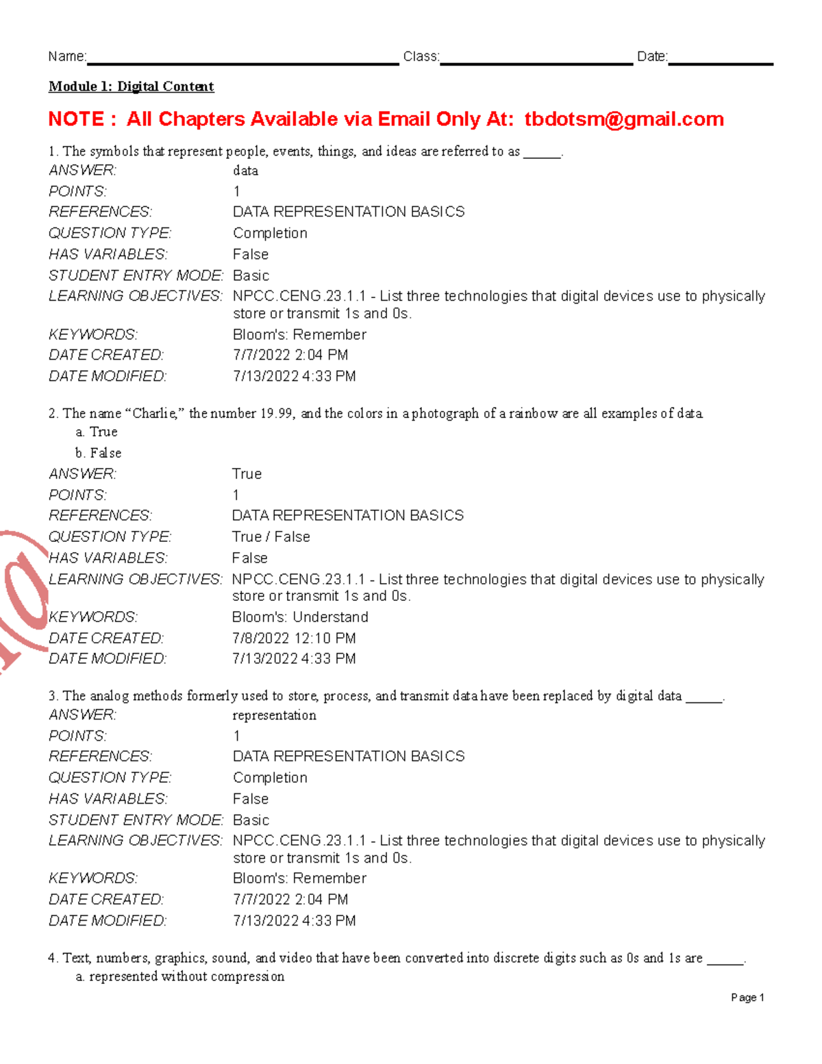 NPCC.CENG.23.1 - Digital Content Test Bank Solutions (21st Edition ...