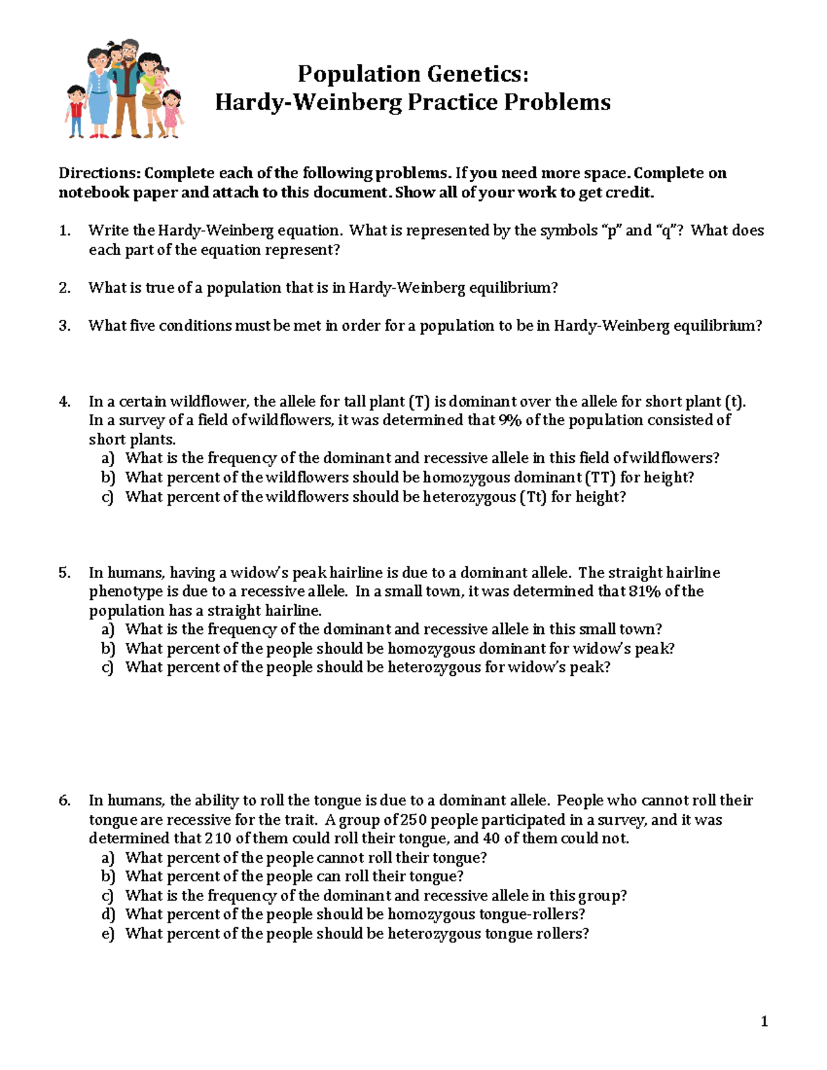 Evolution Hardy-Weinberg Practice Problems (twhs 2025) - Studocu