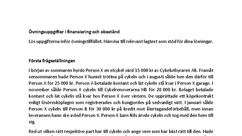 Övningsuppgifter i Finansiering och Obestånd - Analys och Lösningar ...