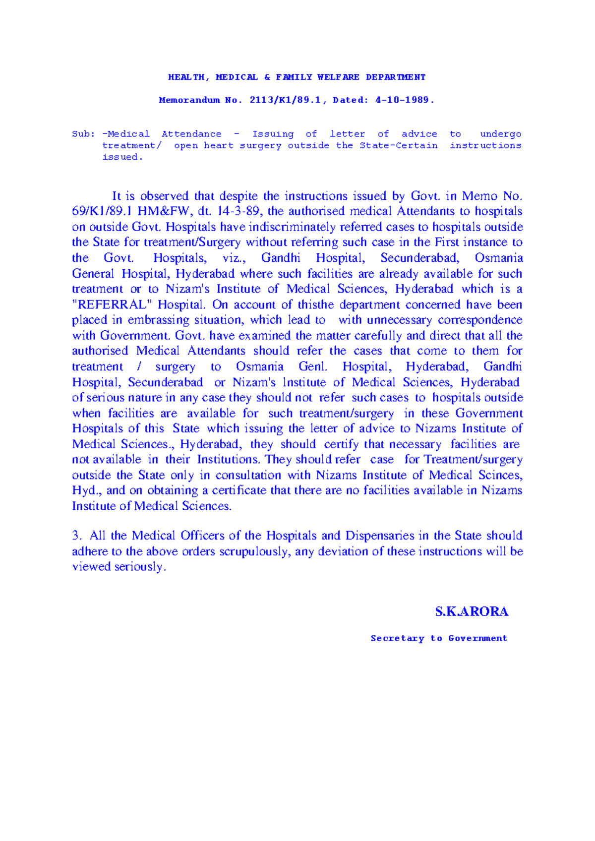 HEALTH MEMO No. 2113: Guidelines for Open Heart Surgery Referrals - Studocu