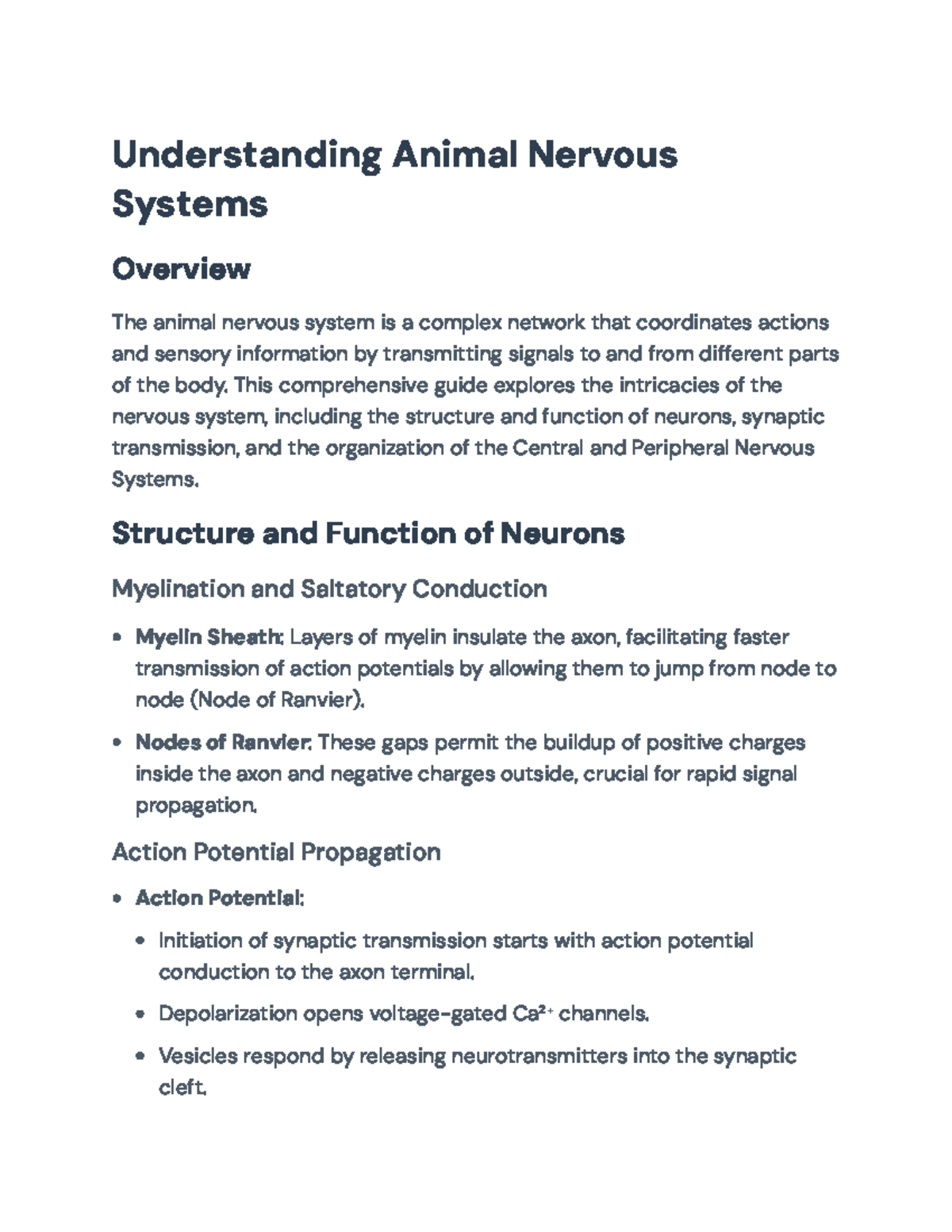 Understanding Animal Nervous Systems: Structure and Function Analysis ...