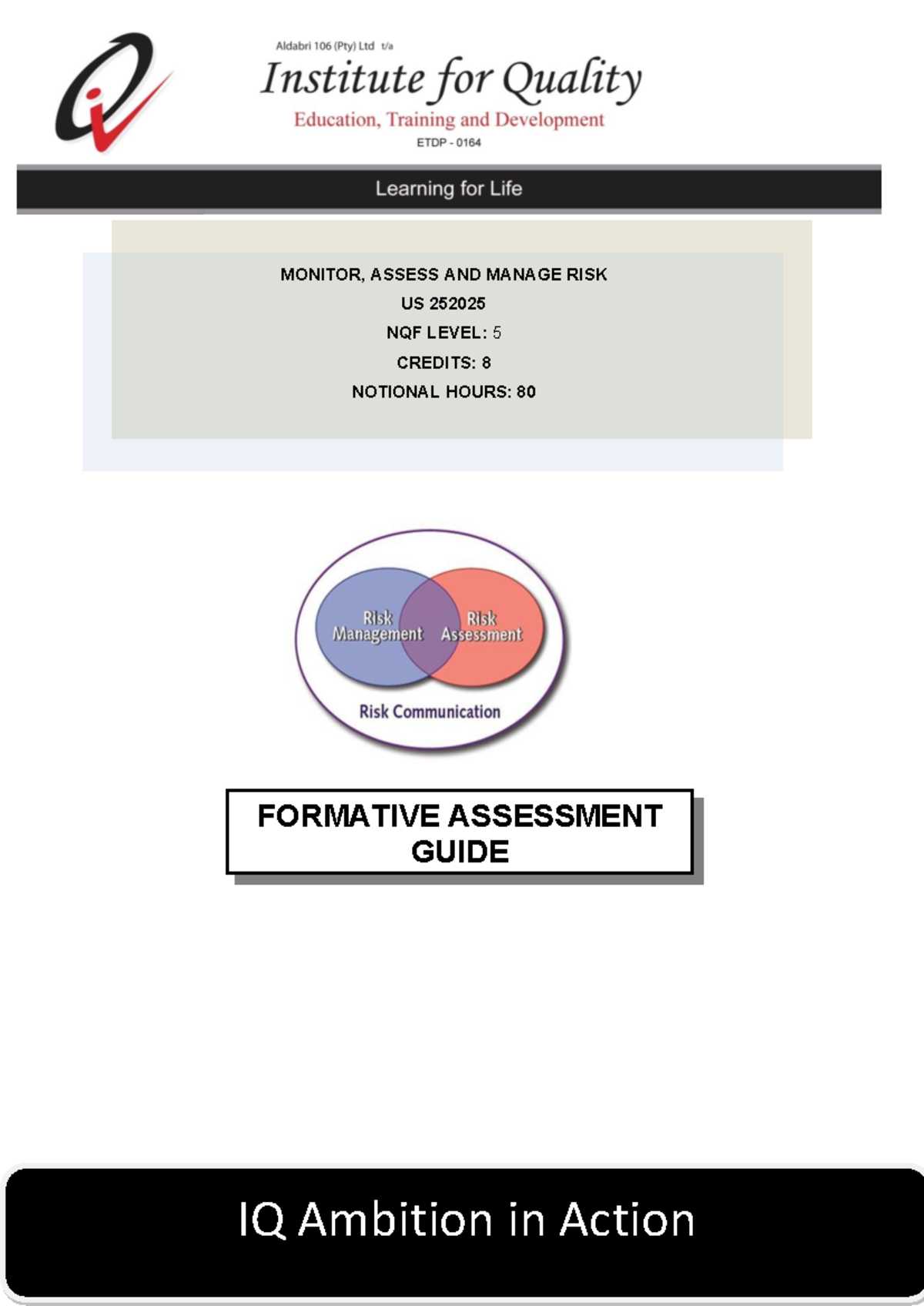 Formative Assessment Guide: Monitor, Assess & Manage Risk US 252025 ...