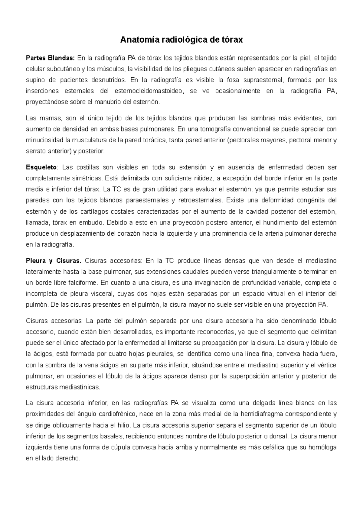 Anatomía Rx tórax - Anatomía radiológica de tórax Partes Blandas: En la ...