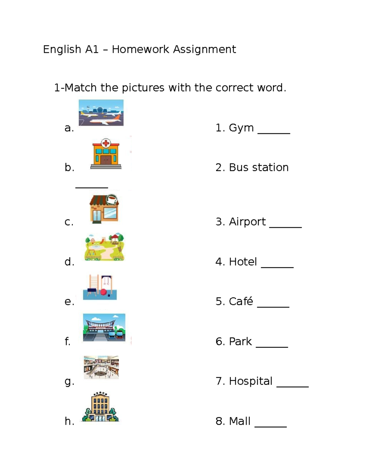 English A1 - Homework 2: Vocabulary & Directions Assignment - Studocu