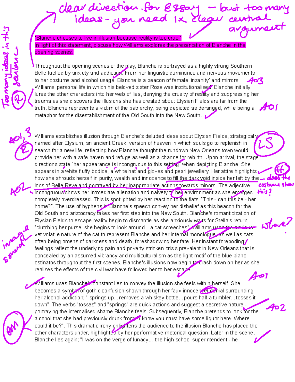 Edited – Streetcar Essay: Explore the Presentation of Blanche in ...