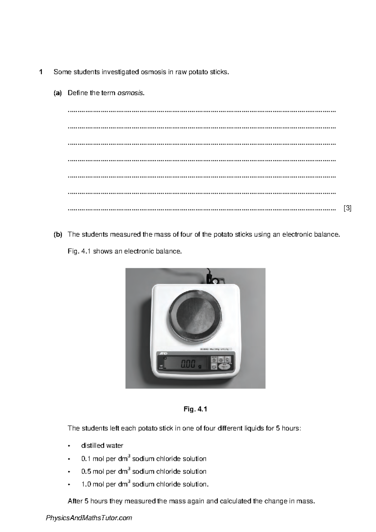 Biology QP: Movement of Substances in Cells & Osmosis Experiments - Studocu