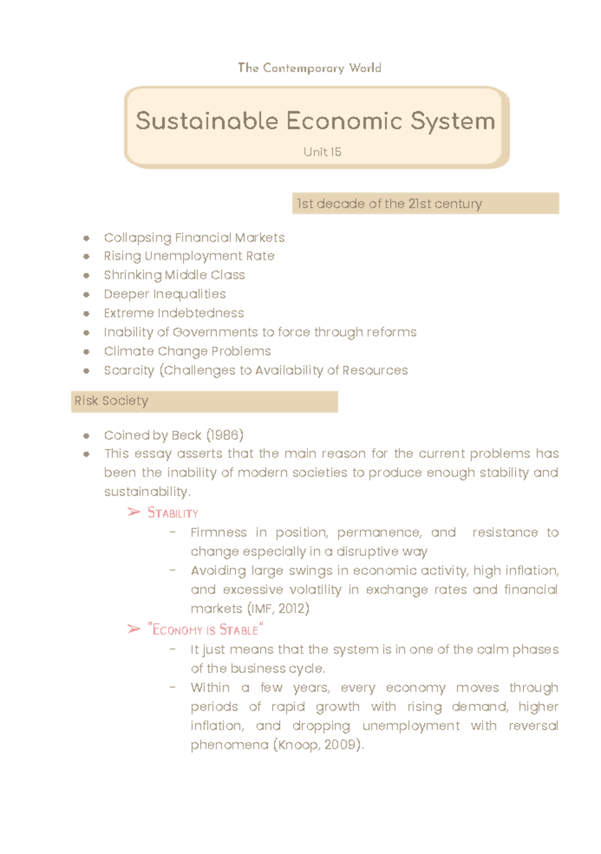 TCWD Sustainable Economic System - The Contemporary World Sustainable ...