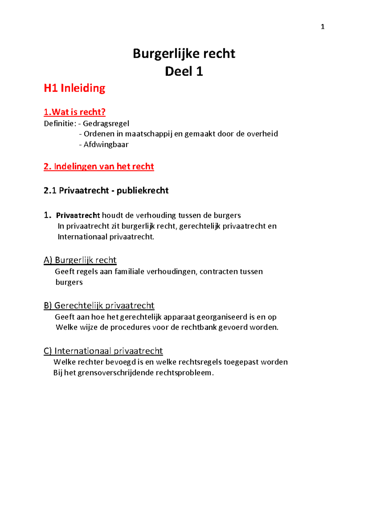 Burgerlijk Recht Examen Samenvatting voor Deel 1 en Deel 2 - Studocu