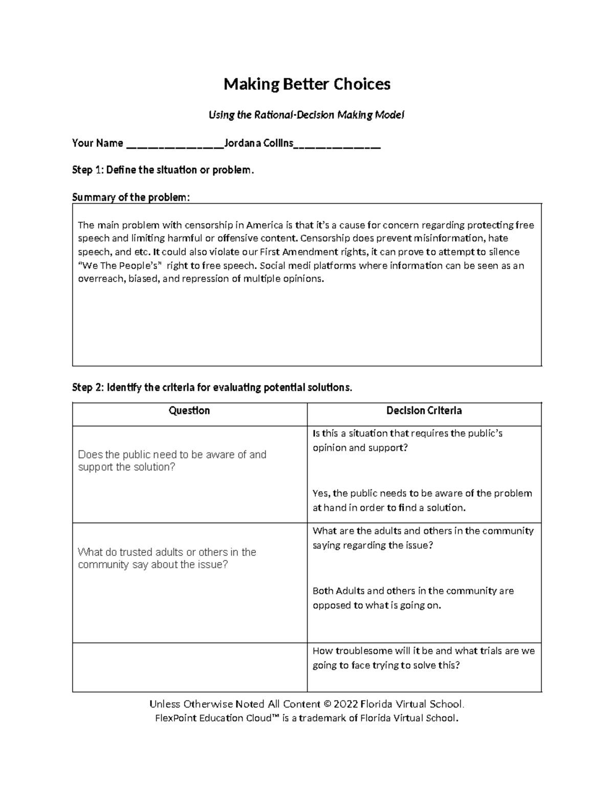 Making Better Choices Assignment Template (Rational-Decision Making ...