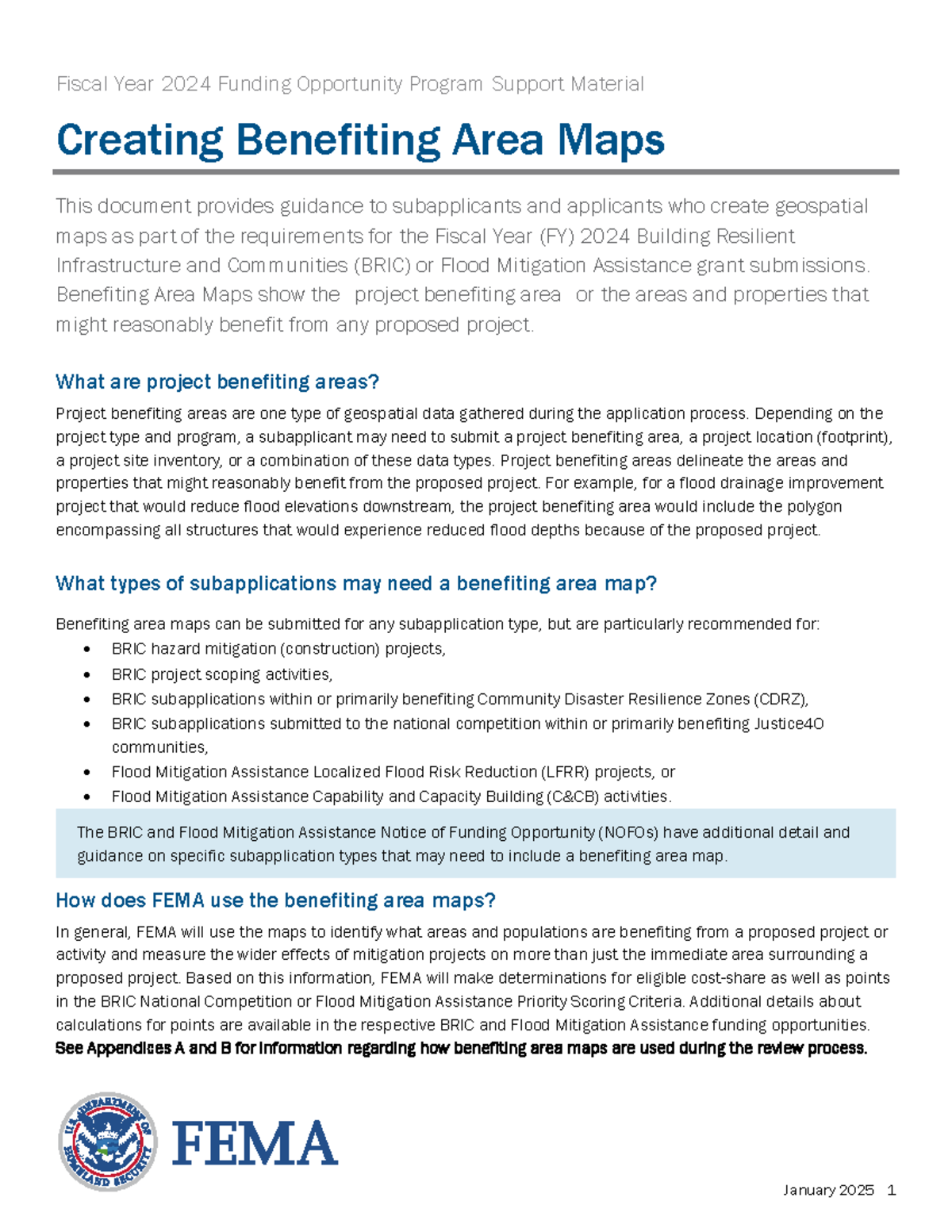 FEMA HMA BRIC-FMA: Creating Benefiting Area Maps FY 2024 Guide - Studocu