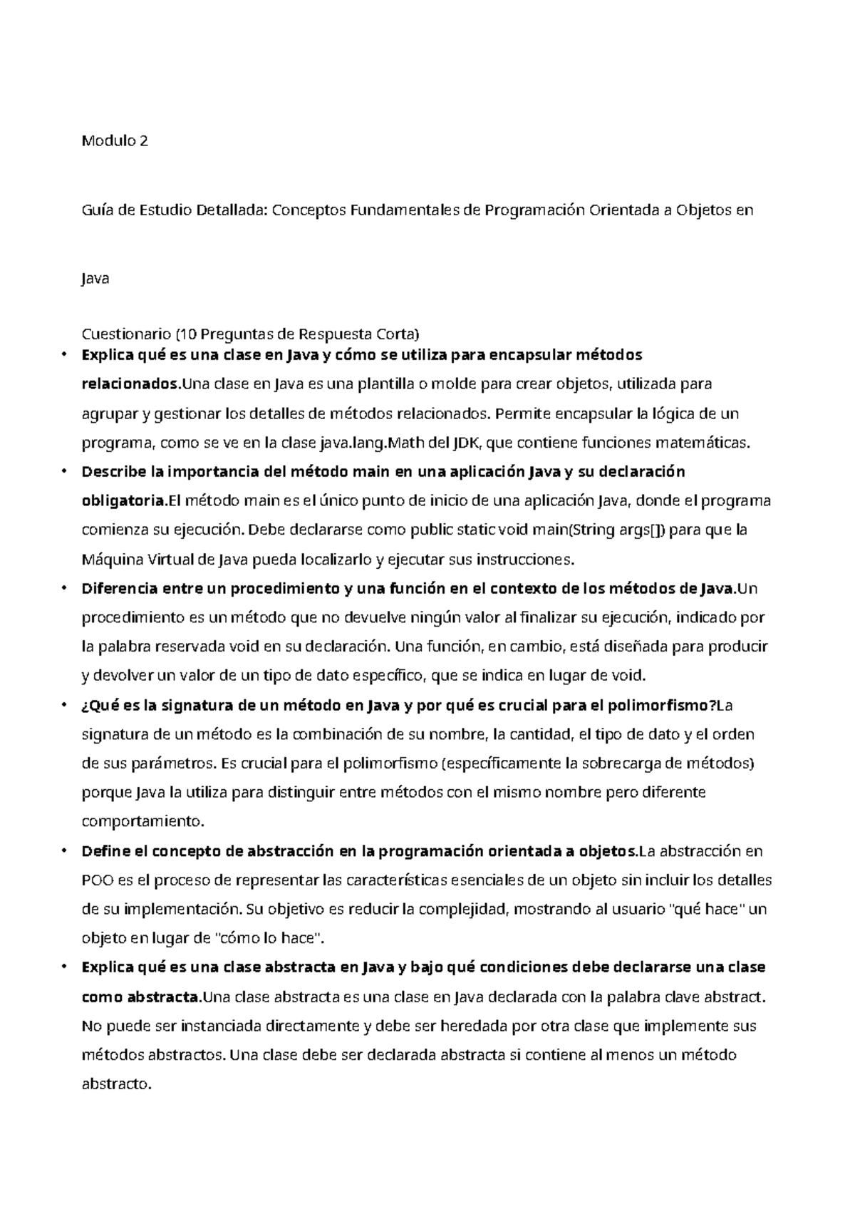 M2 Guía de Estudio Completa: Conceptos Clave de POO en Java - Studocu