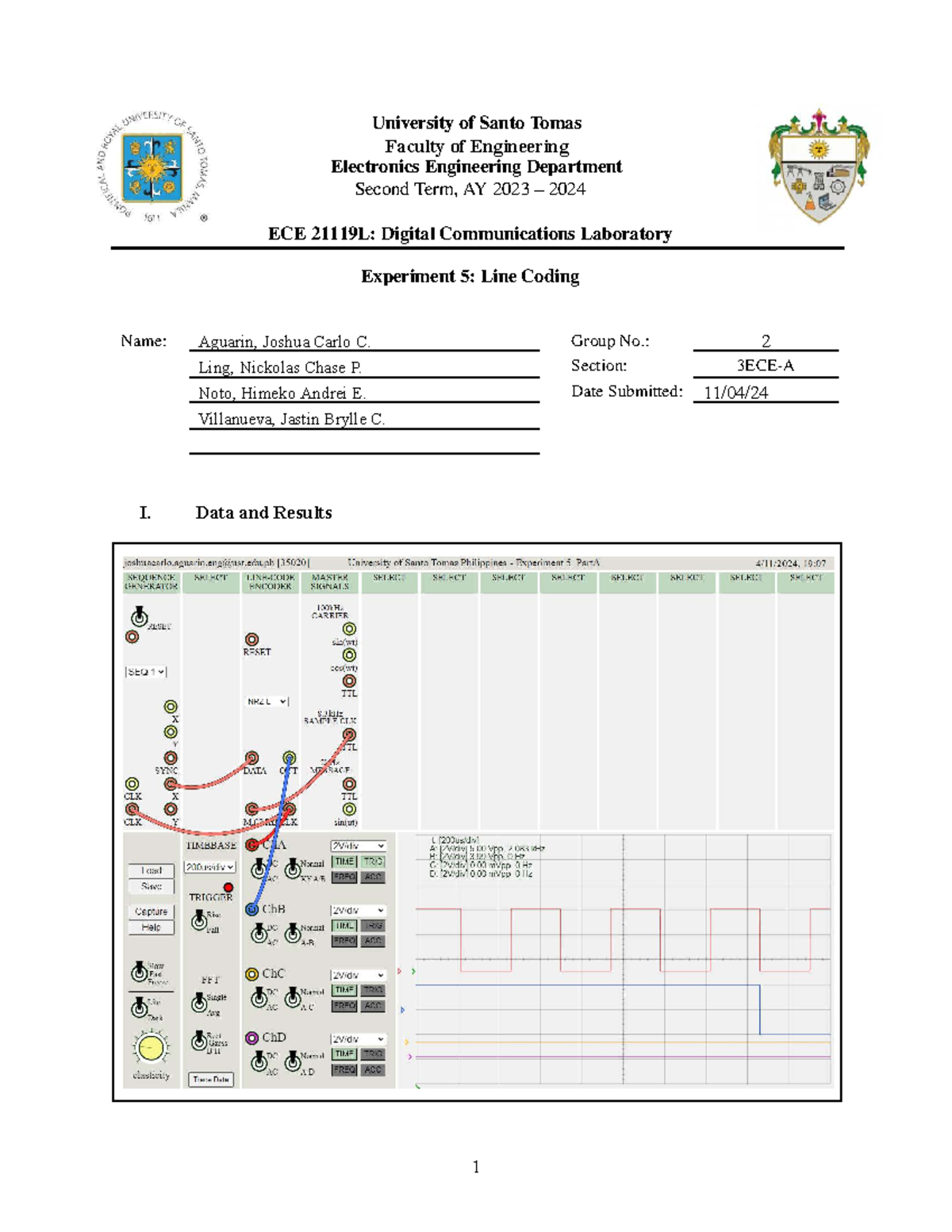 COMMS ECE Lab Experiment 5: Line Coding Analysis and Results - Studocu