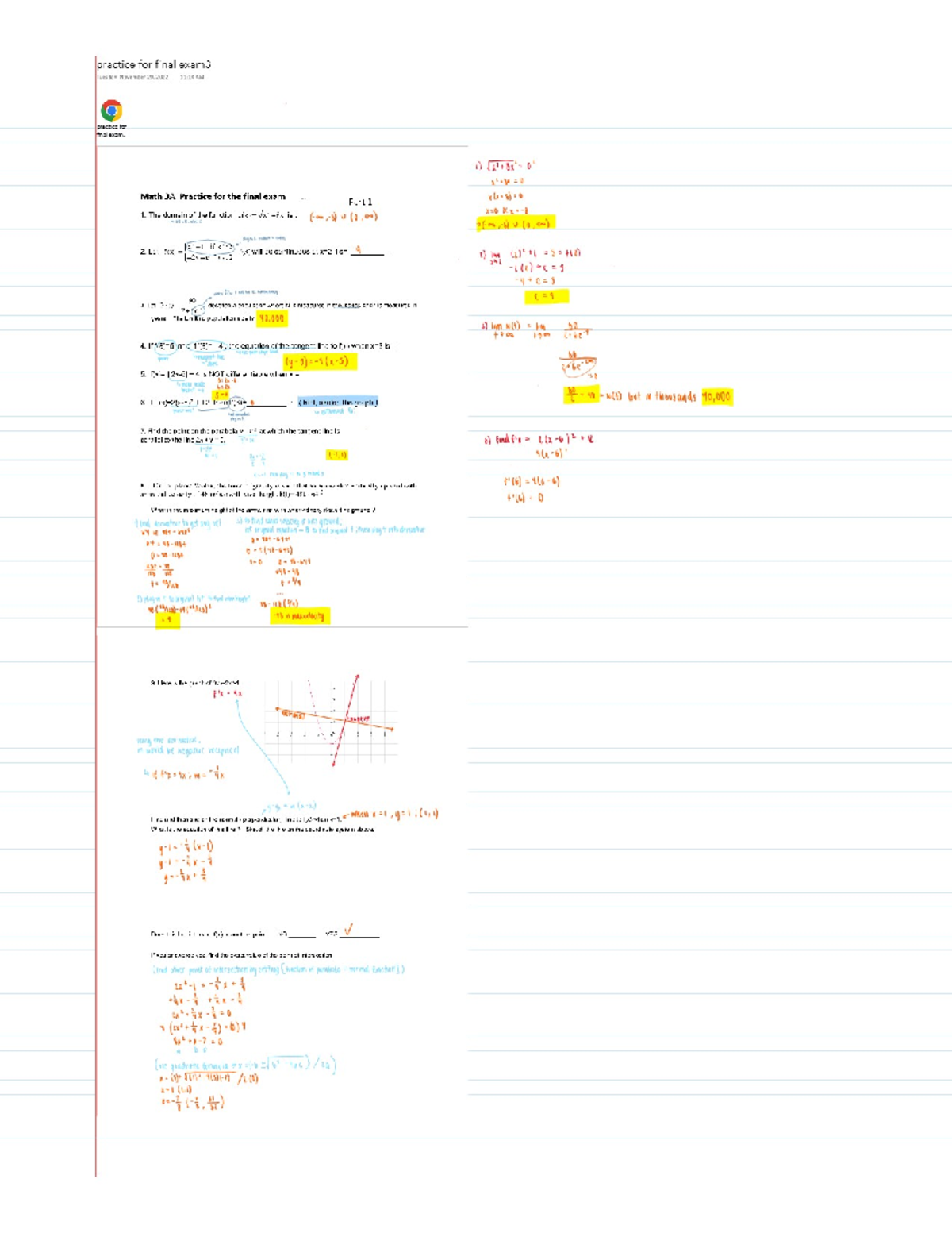 Math 3A Final Exam Practice Questions and Solutions - Studocu