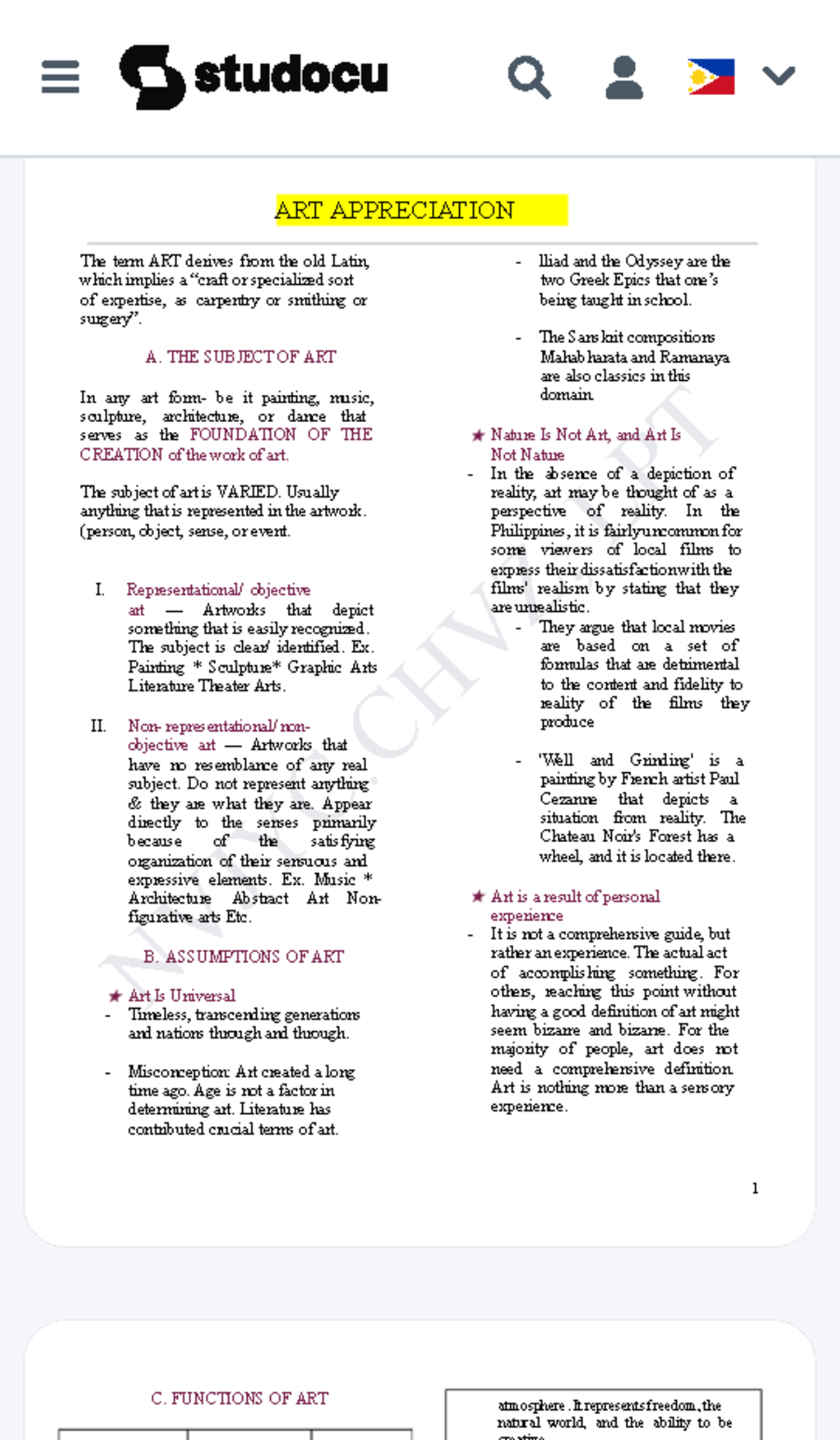 ART Appreciation - Lecture Notes for Licensure Exam (LET) - Studocu