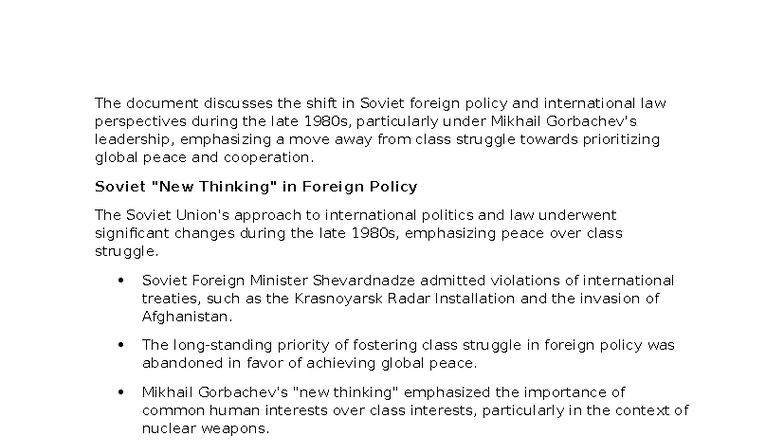 Soviet Foreign Policy (1980s) - Notes on Readings - Studocu