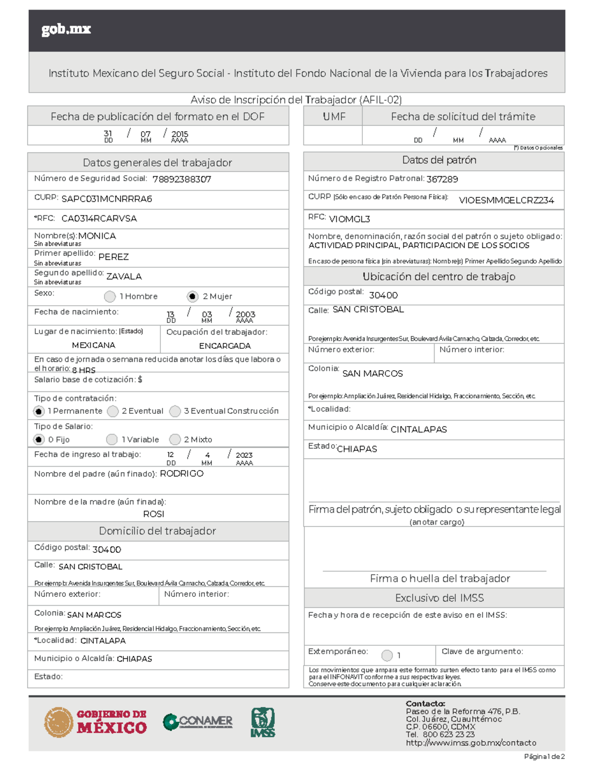Inscripción del Trabajador en el IMSS - APUTESNUR - Studocu