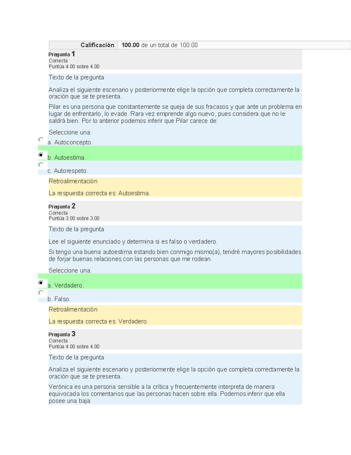 Examen 2: Autoestima y Temperamento - Preguntas y Respuestas - Studocu