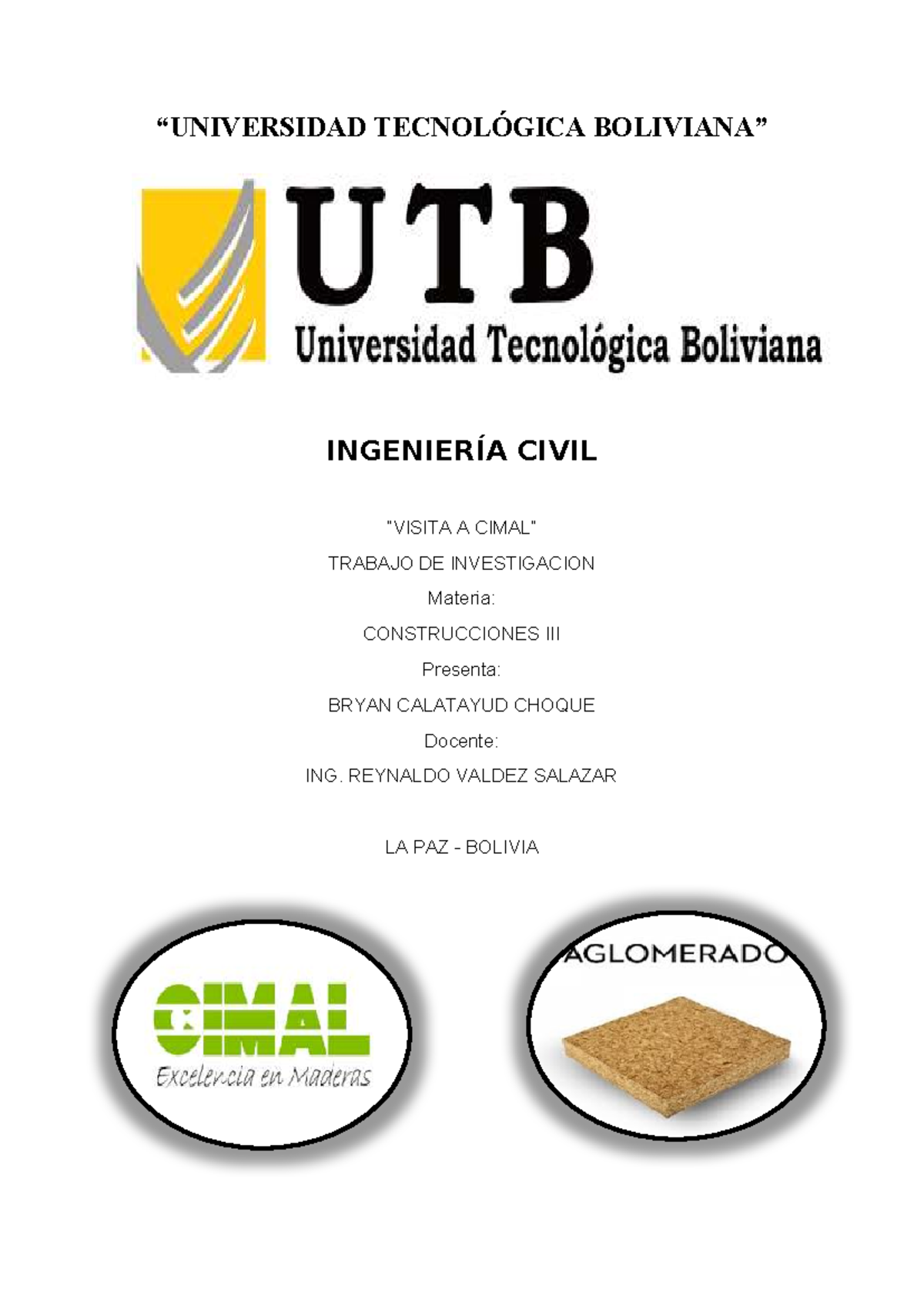 Informe de Investigación sobre CIMAL en Construcciones TEC 101 - Studocu