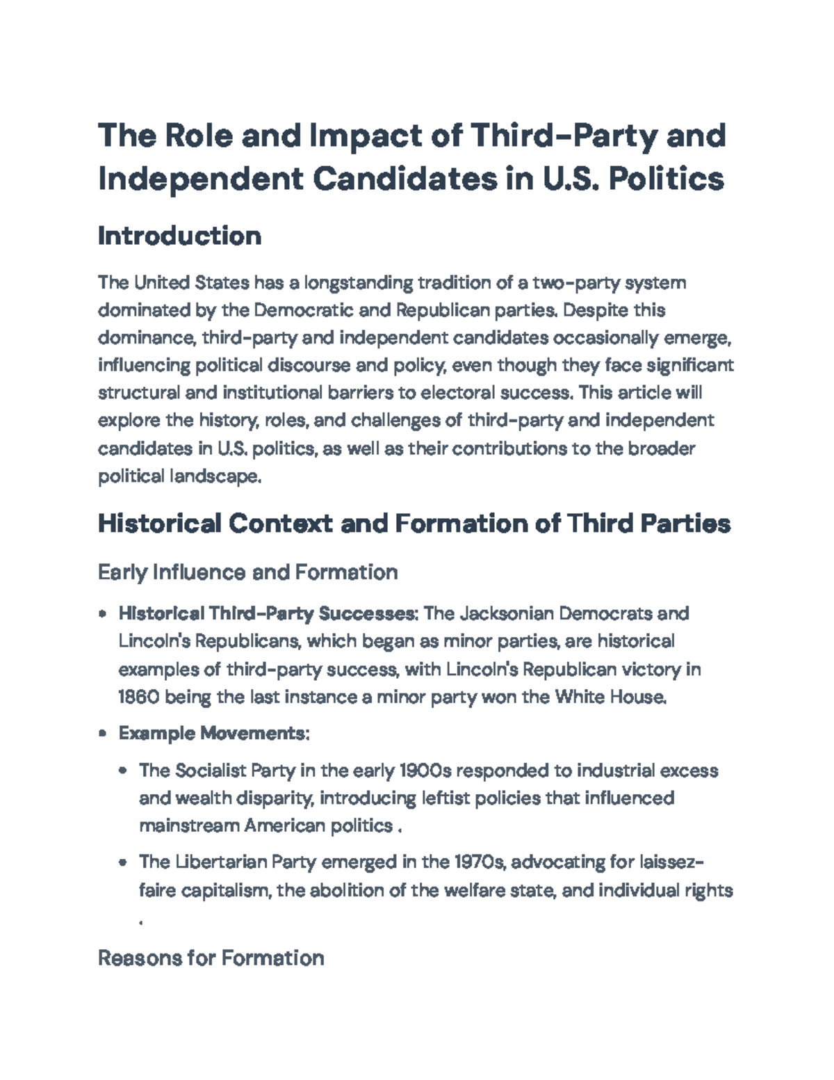 The Role of Third-Party Candidates in U.S. Politics: A Study on Impact ...
