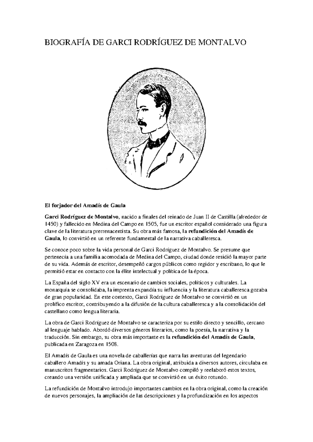 Biografía de Garci Rodríguez de Montalvo: Pionero del Amadís de Gaula ...