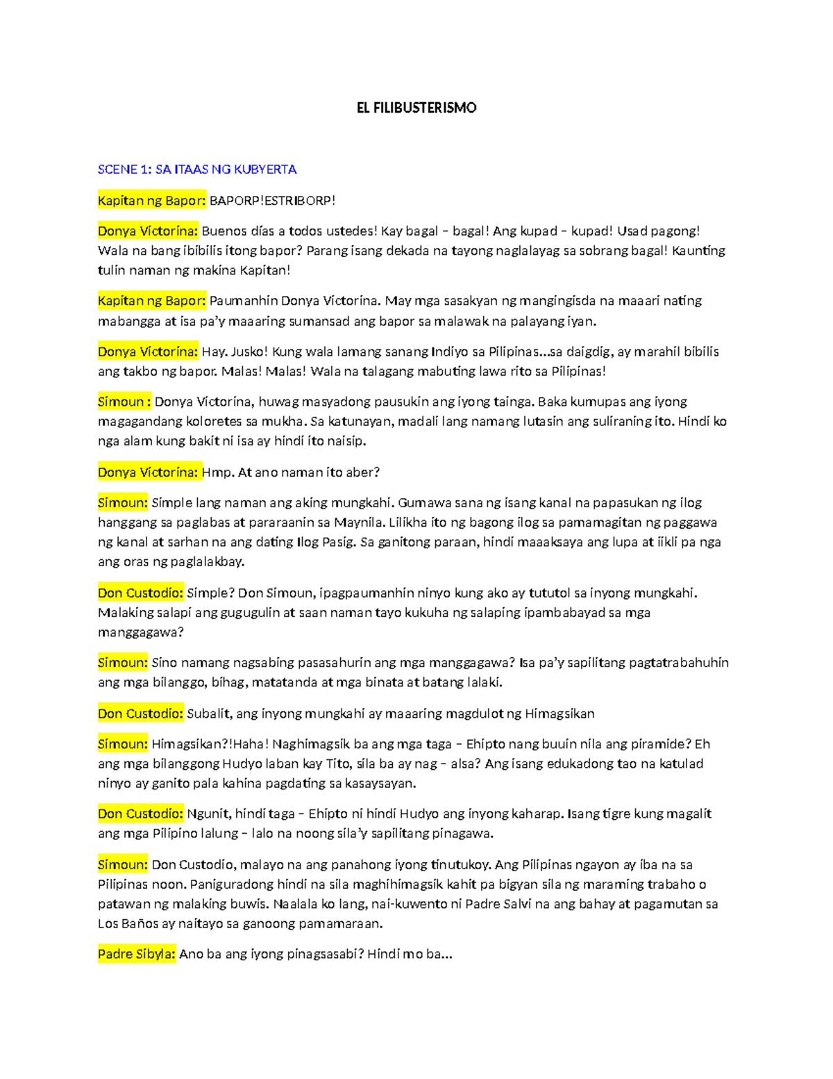 EL- Filibusterismo-1 - Fgn - EL FILIBUSTERISMO SCENE 1: SA ITAAS NG ...