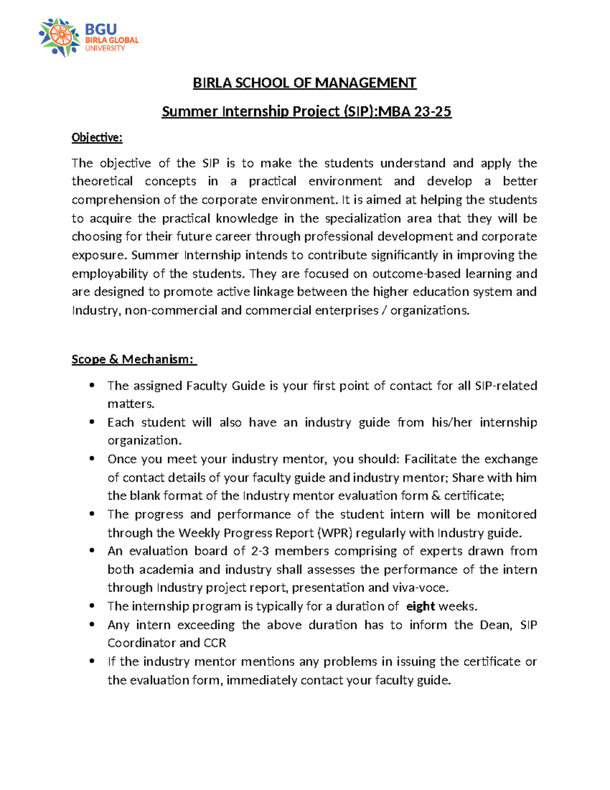 SIP Marketing Project Notes - Birla School of Management MBA 2023-25 ...