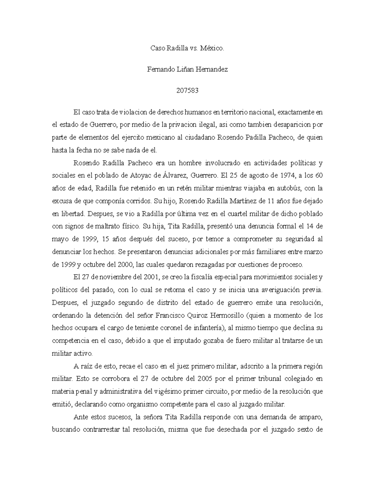 207583 Actividad B 4 - realiza la tarea - Caso Radilla vs. México ...