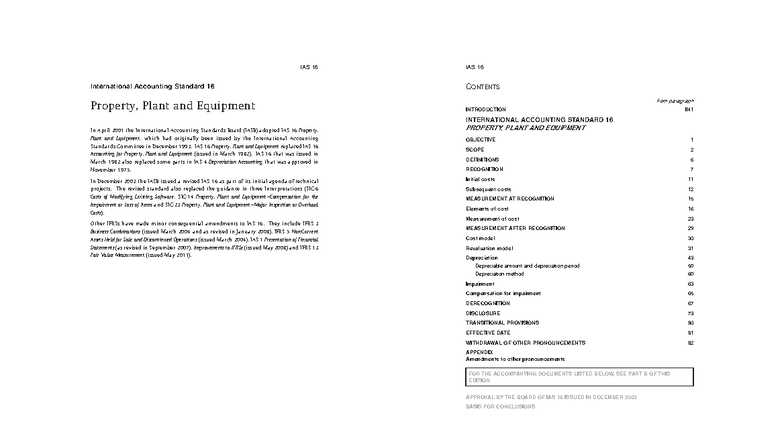 IAS 16 Final Exam Notes: International Accounting Standard on PPE - Studocu