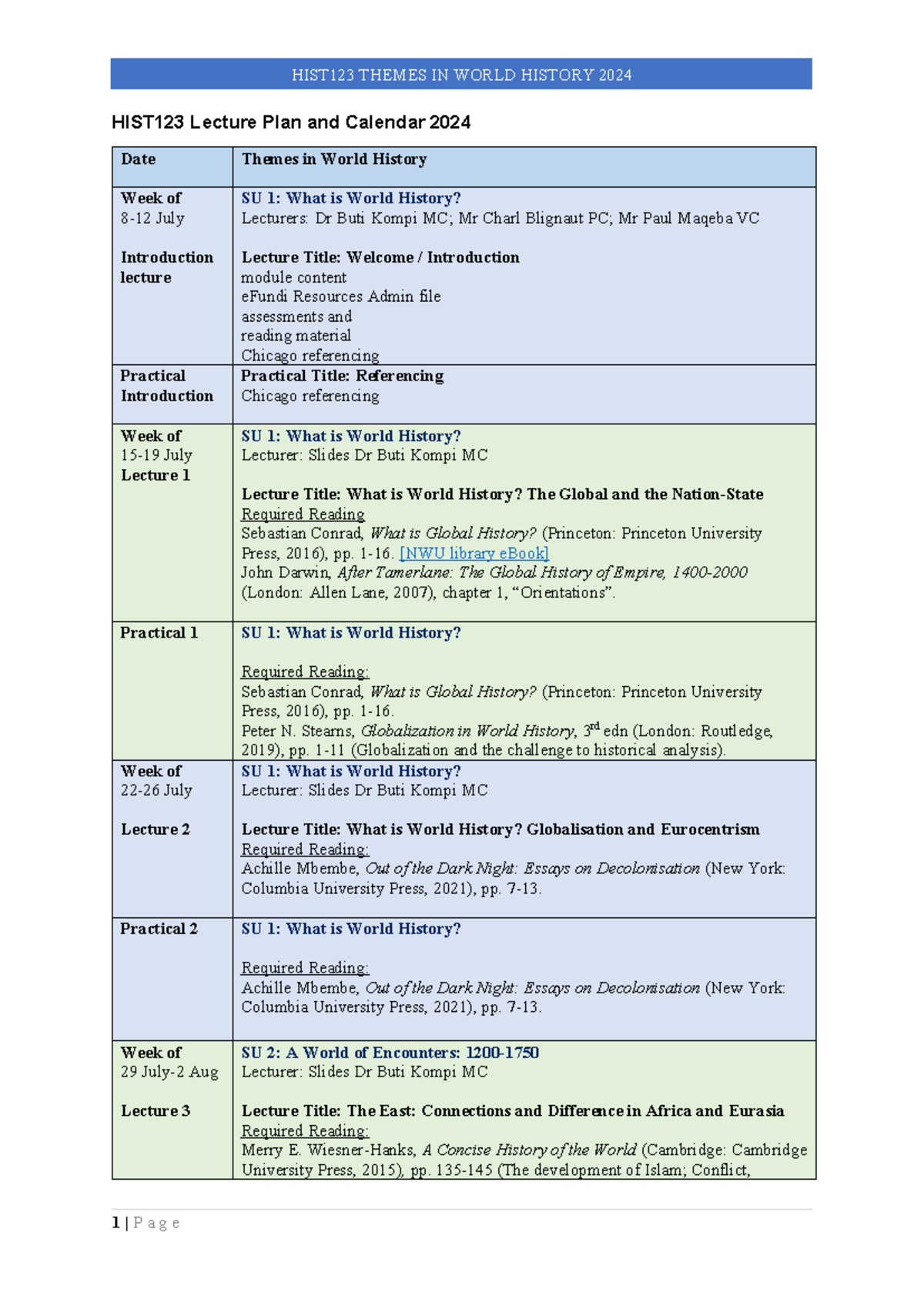 HIST123 2024 v2 Lecture Plan and Calendar - HIST123 Lecture Plan and ...