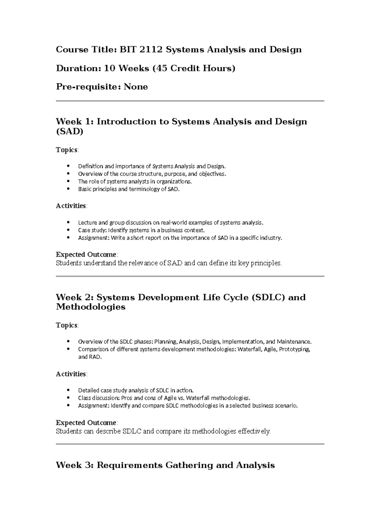BIT 2112: In-Depth Study of Systems Analysis and Design Principles ...