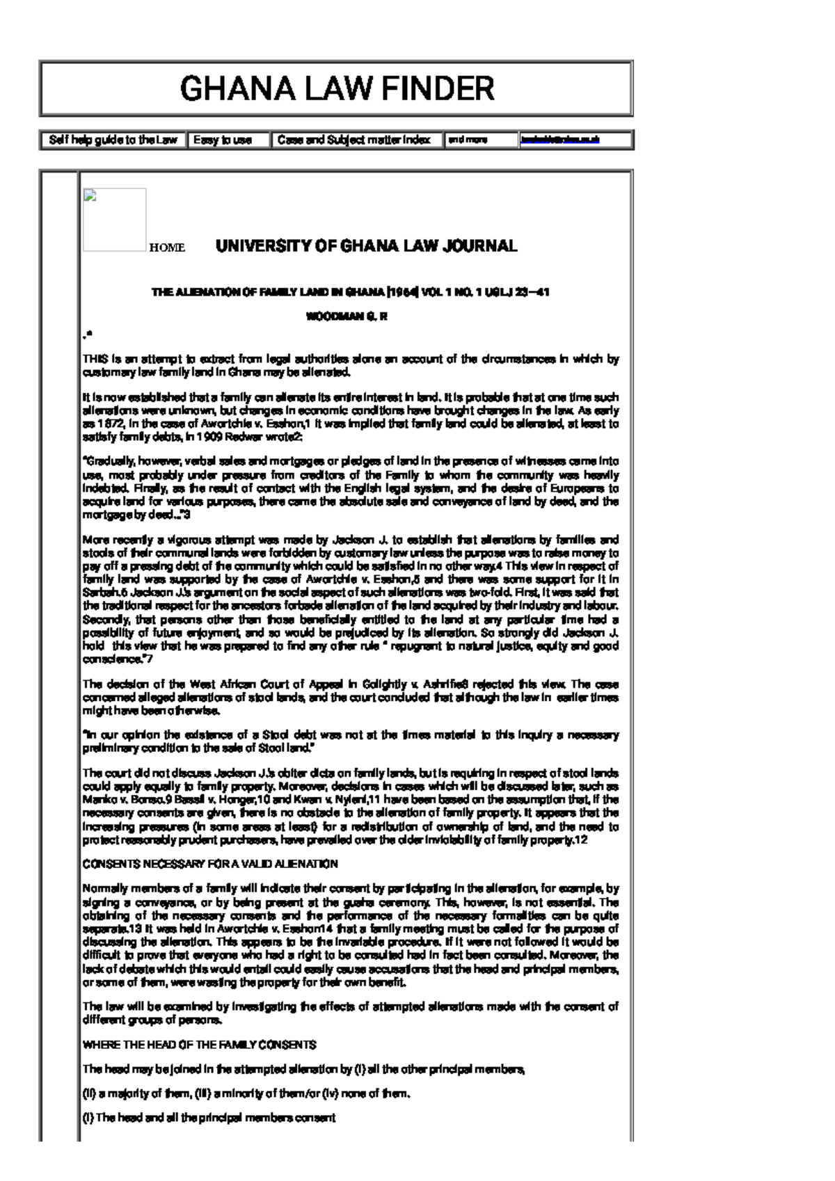 UGLJ Case Study: The Alienation of Family Land in Ghana - Studocu